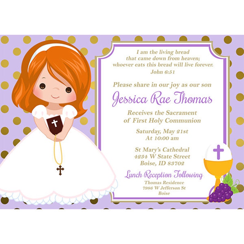 Editable Holy Communion Invitations First Communion - Etsy