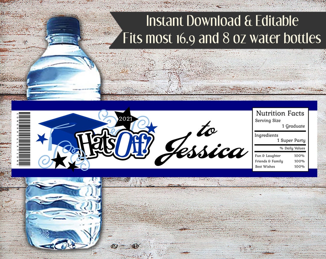 Editable Graduation Water Wrapper Water Bottle High School - Etsy