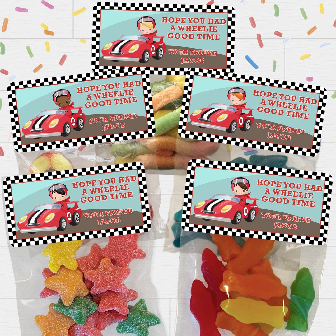 Race Cars Treat Bags, Race Cars Birthday Stickers and Bags, Cars Party ...