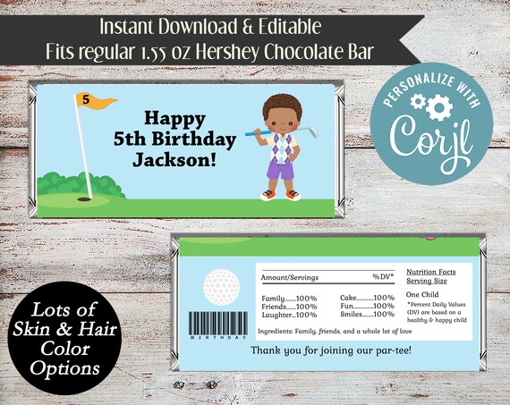 Editable Miniature Golf Candy Bar Wrapper, Golfing Candy Wrapper ...