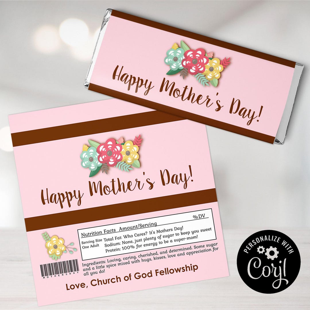Mother's Day Candy Bar Wrapper, Mothers Day Wrapper, Mother's Day Gift ...