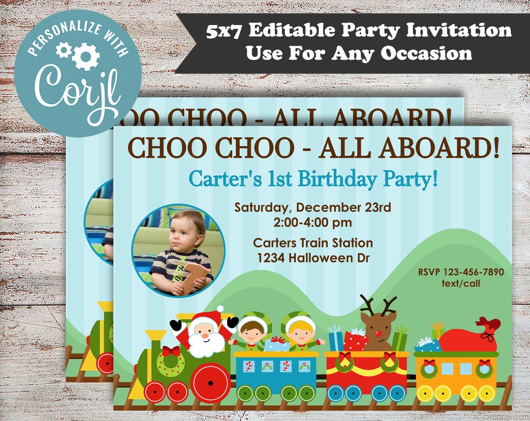 Editable Train Party Invitation for Birthdays Around the - Etsy