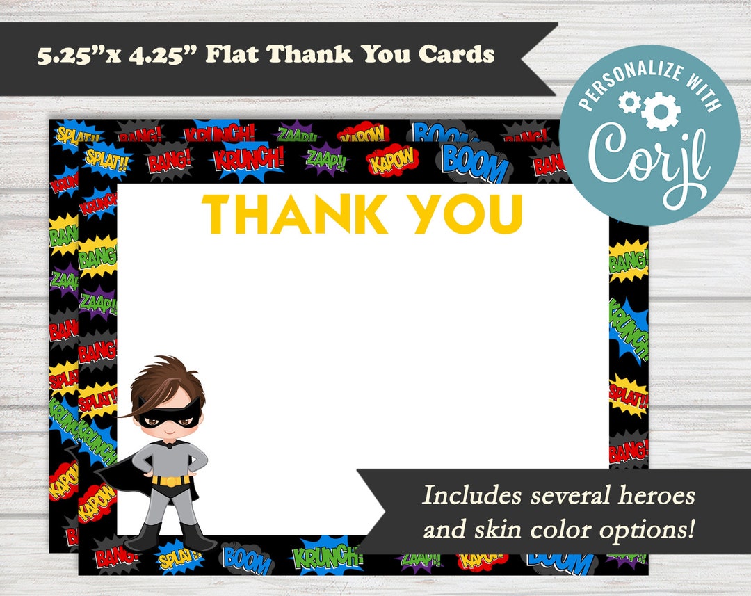 Editable Superhero Thank You Cards, Super Hero Thank You Cards, Thank ...