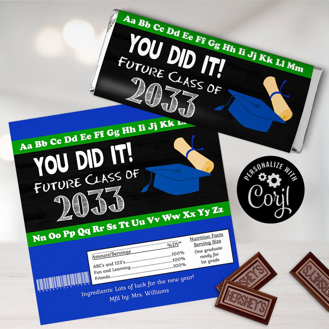 Editable Kindergarten Graduation Candy Bar Wrapper, Kindergarten ...