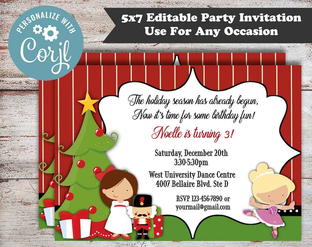 Editable Nutcracker Christmas Party Nutcracker Ballet - Etsy