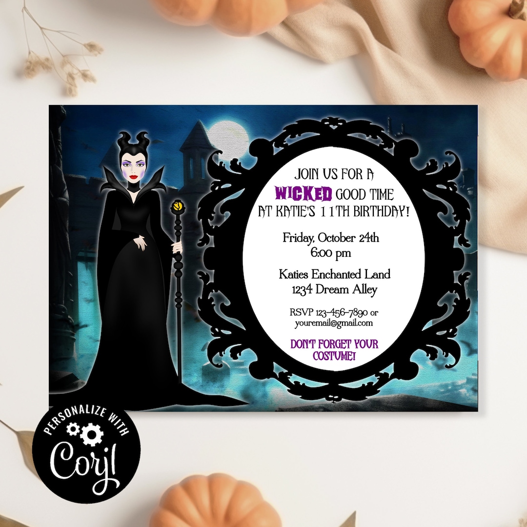 Maleficent Birthday Invitation, Maleficent Birthday, Sleeping Beauty ...