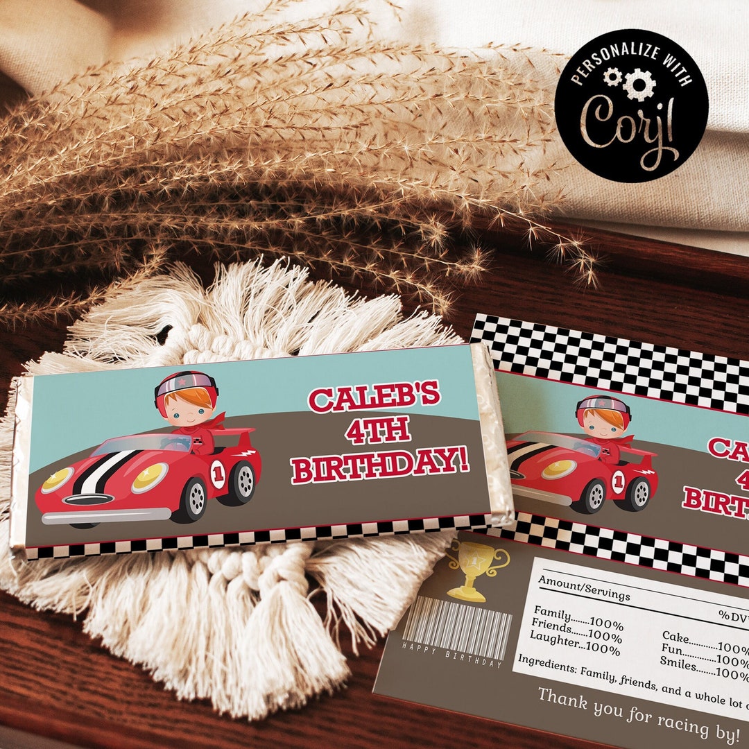 Editable Racecar Candy Wrapper, Racing Candy Bar Wrapper, Racecar ...