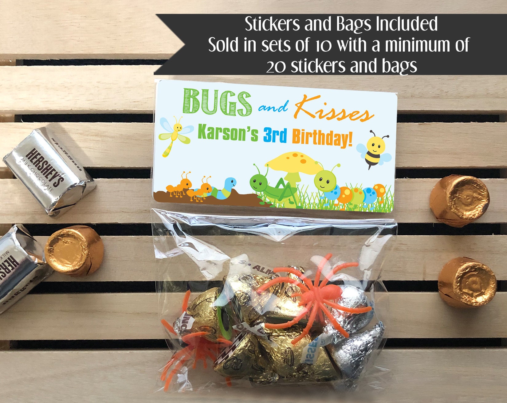 Bugs and Kisses Birthday Treat Bags: Personalized Party Favors - Etsy
