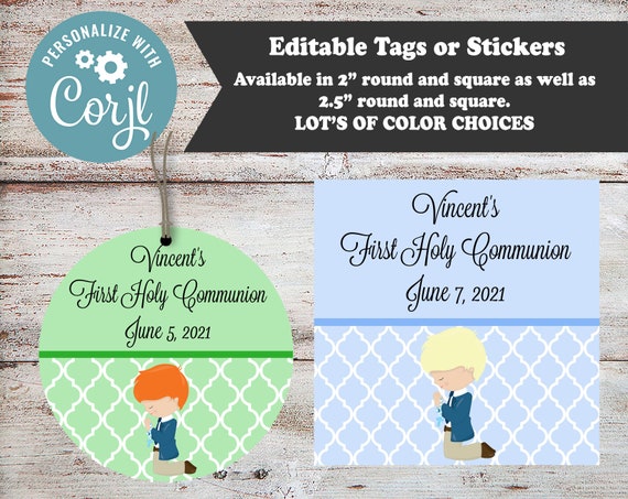 Editable Communion Stickers, Editable Communion Tags, First Communion ...