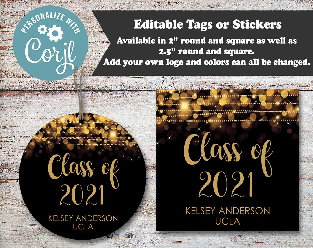 Editable Graduation Stickers Editable Graduation Tags Gold - Etsy