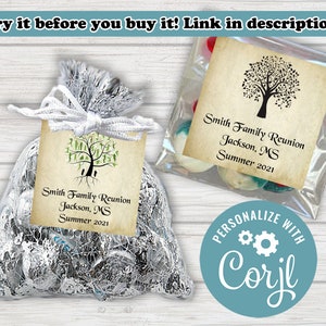 Personalized Family Reunion Stickers: DIY Party Favors (digital ...