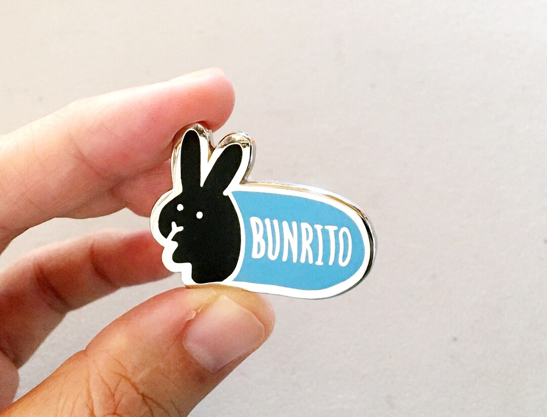 Bunrito Black Rabbit Pin, Bunny Burrito Hard Enamel Lapel Pin, Cute ...