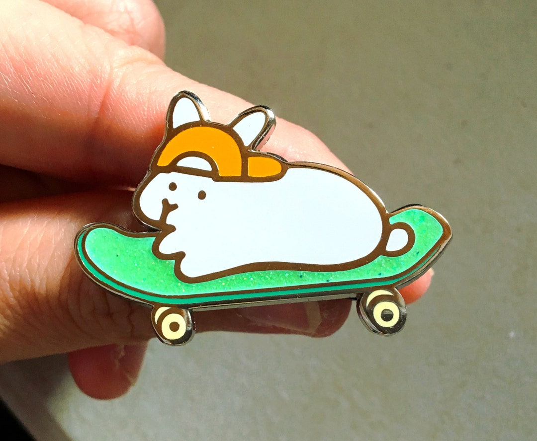 Skateboard Rabbit Pin, Skater Bun Pin, Cute Bunny Hard Enamel Pin - Etsy