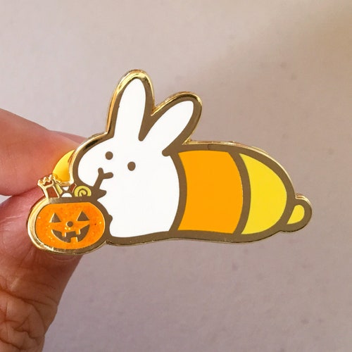 Candy Corn Bunny Enamel Pin Trick or Treat Halloween Rabbit - Etsy