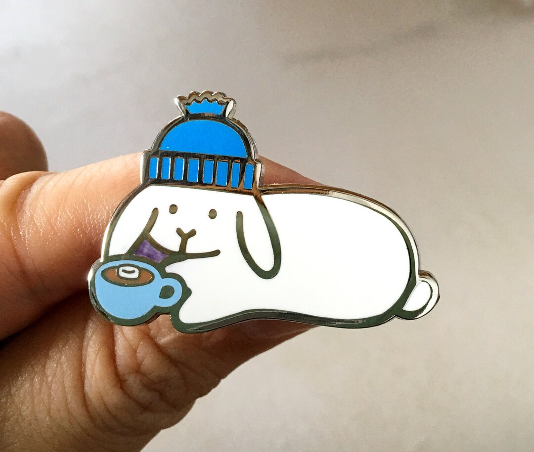 Beanie Bunny Enamel Pin Hot Cocoa Winter Bunny Pin Cute - Etsy