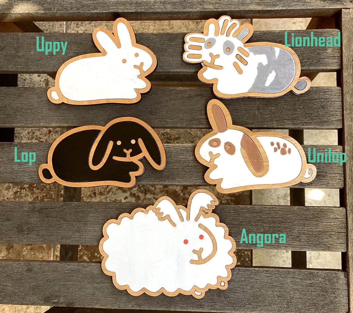 Custom Big Bunny Magnet (one), Personalized Painted Rabbit Magnet - Etsy