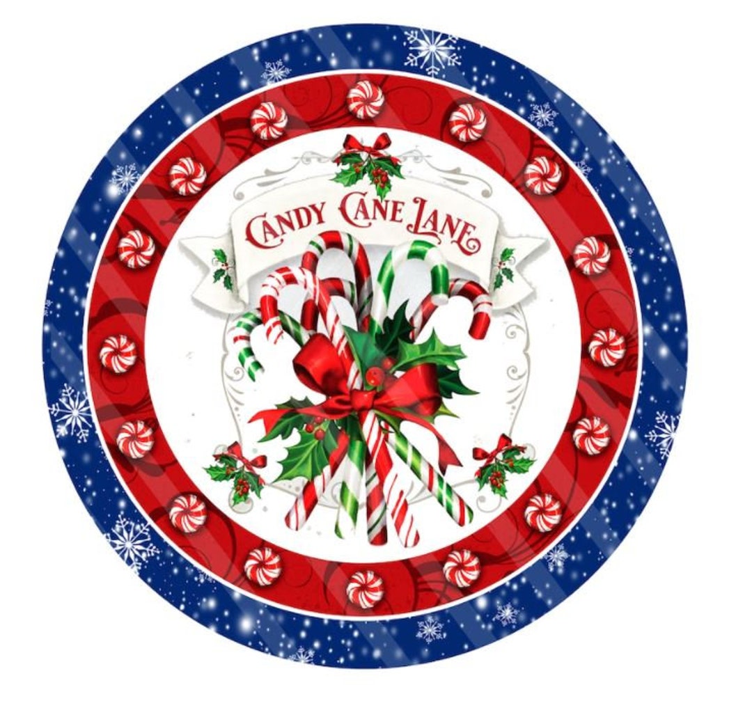 Candy Cane Lane Door Sign - Wreath Sign - Blue Christmas Sign - Candy ...