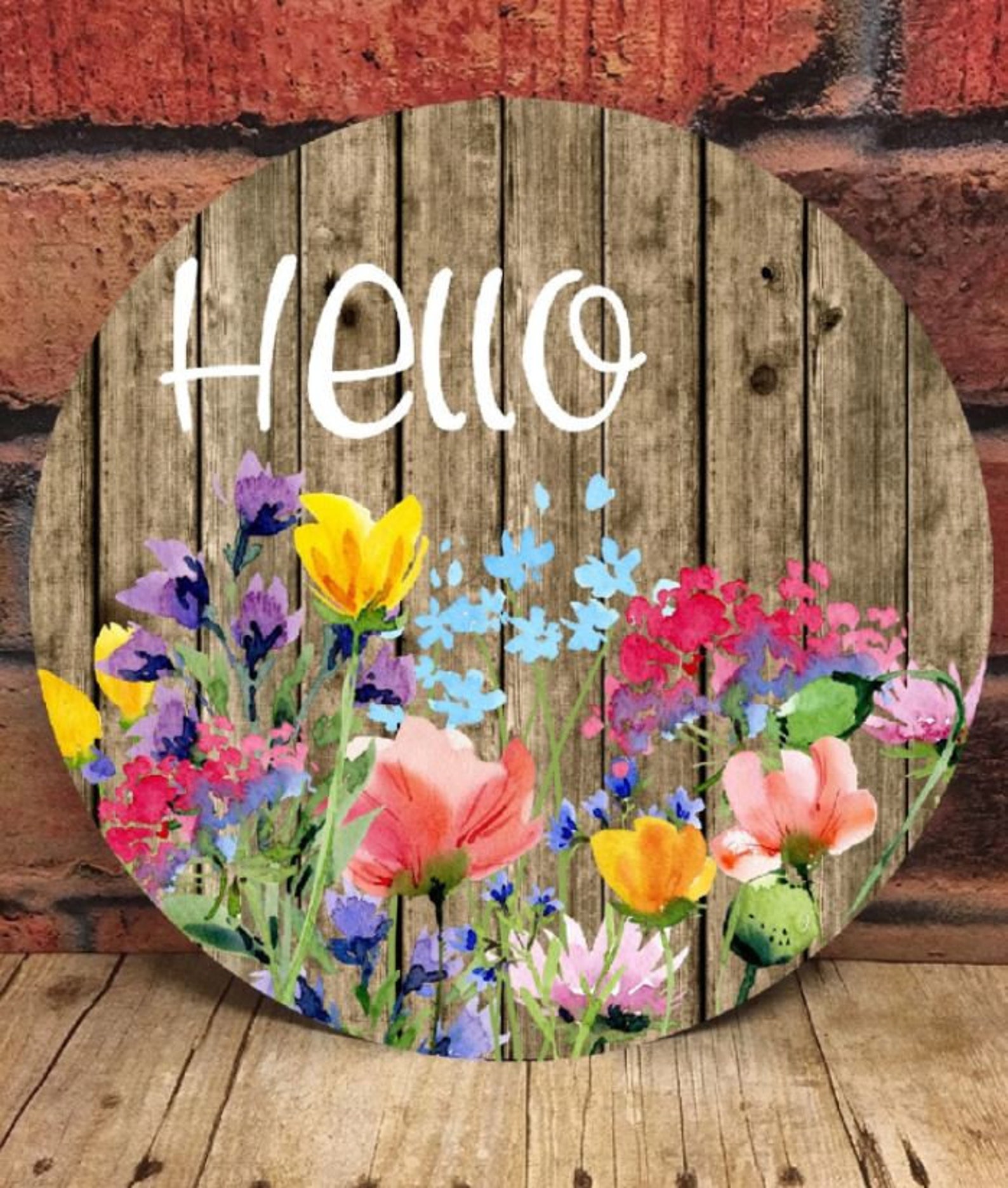Hello Floral Door Sign Wreath Sign Spring Flowers Spring | Etsy