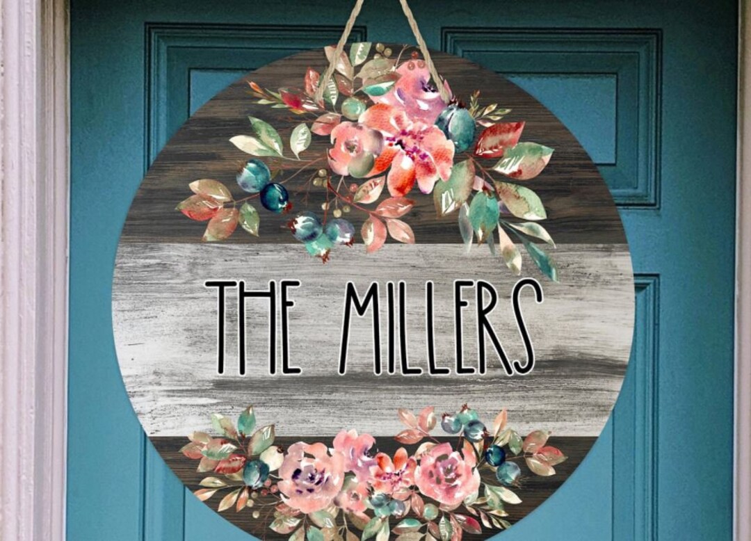 Welcome Faux Wood Floral Door/wreath Sign, Door Decor, Farmhouse, Front ...