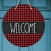 Welcome Buffalo Plaid Welcome Sign Door Hanger Door Decor - Etsy
