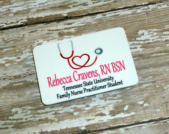 Custom Nurse Name Badge ID Tag Stethoscope | Personalized Magnetic Name ...