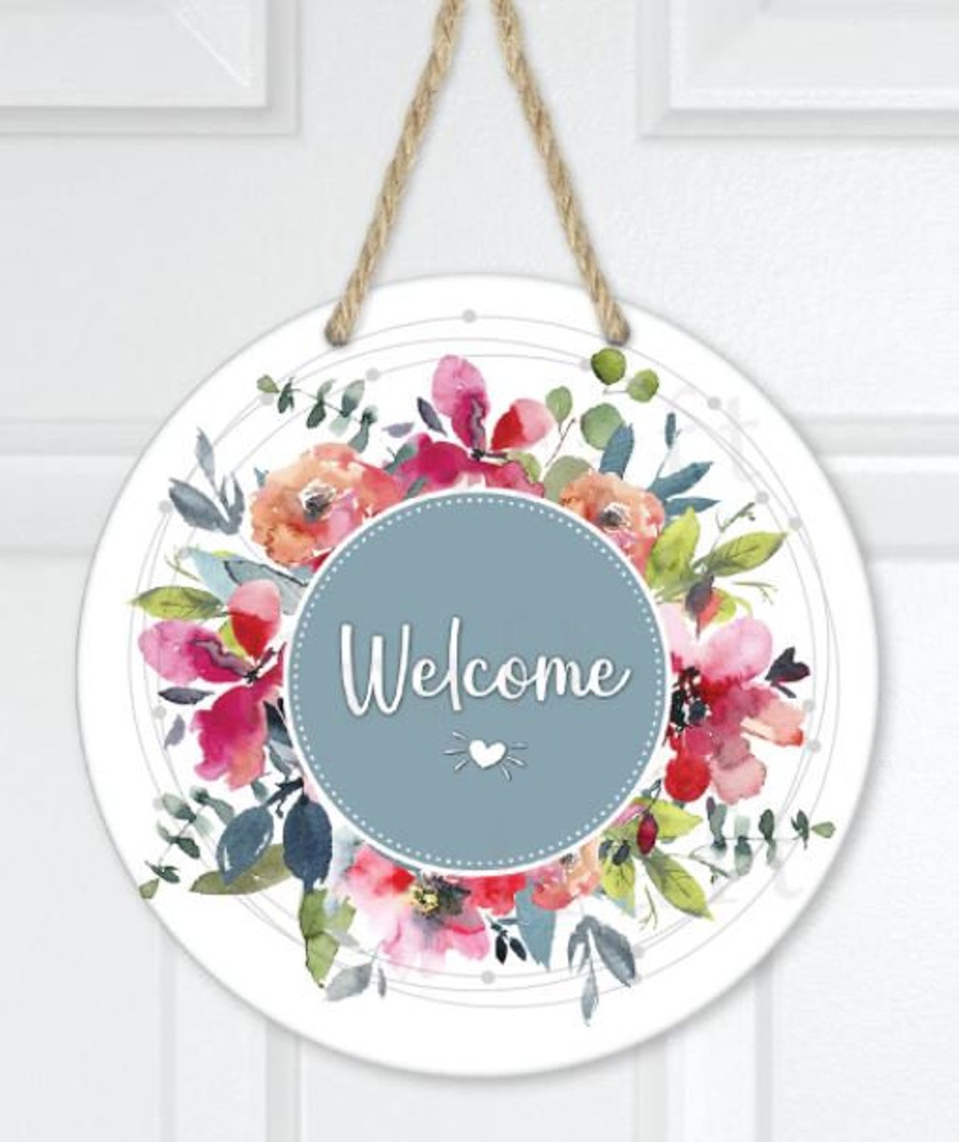 Watercolor Floral Welcome Door/wreath Sign, Door Decor, Spring Sign ...