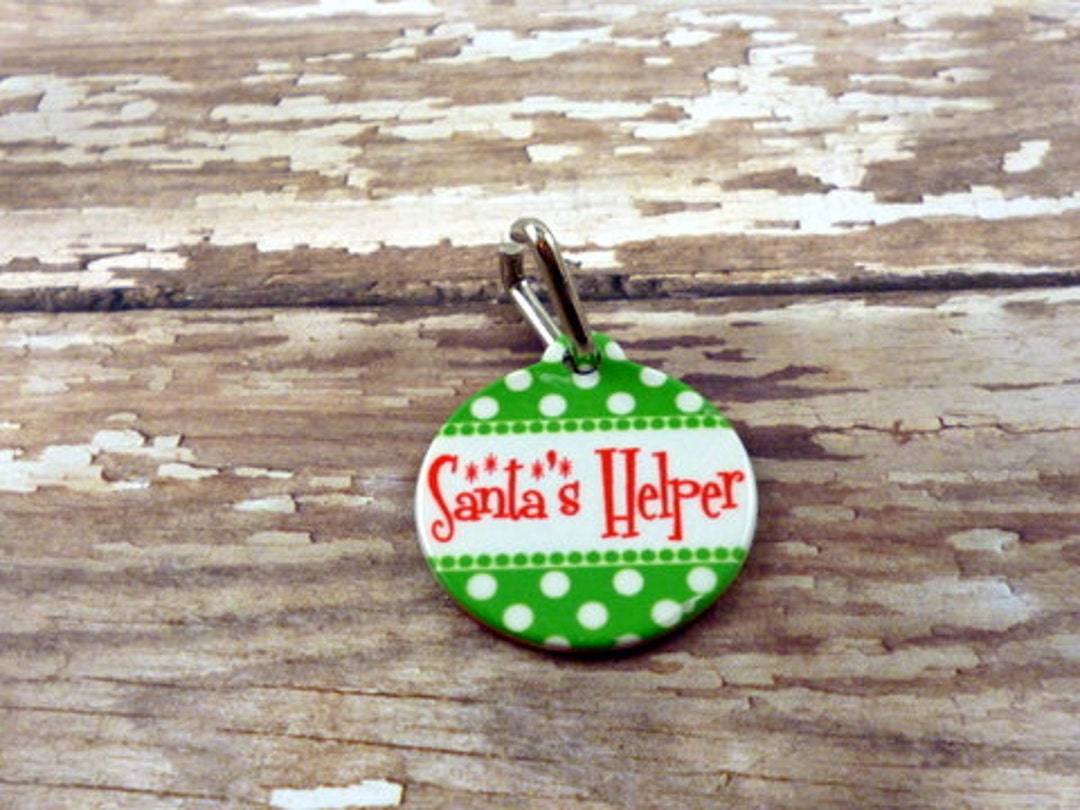 Personalized Pet Name ID Tag Dogs Cats Santas Helper Collar Tag Double ...
