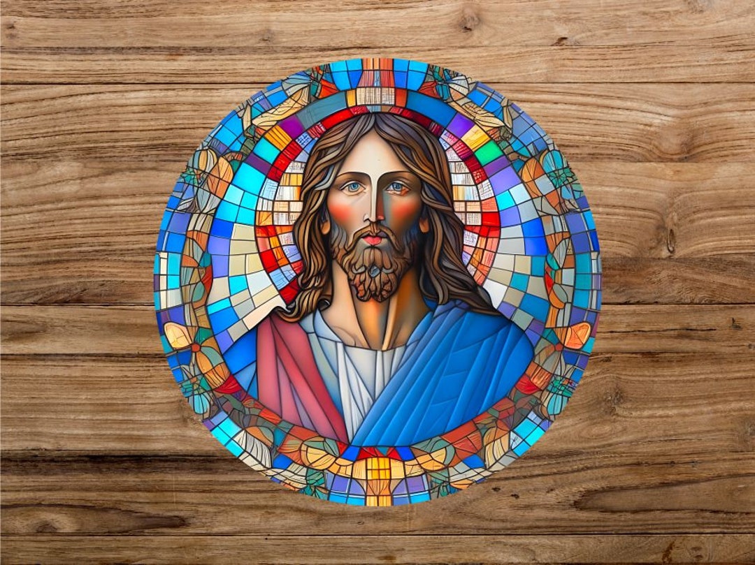 Faux Stained Glass Jesus Door Sign - Wreath Sign - Christmas Sign ...