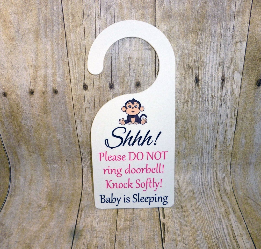 Shhhh...baby Monkey Door Hanger Baby Sleeping Front Door - Etsy