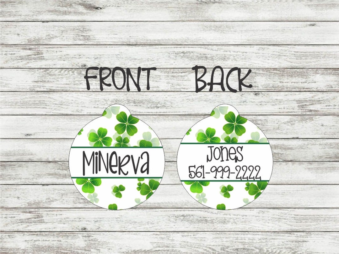 Personalized Pet Name ID Tag Dogs Cats | Cute St. Patrick's Collar Tag ...