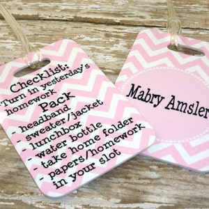 Personalized List Kids Bag Tags Set of 2 ADHD School Checklist Reminder ...