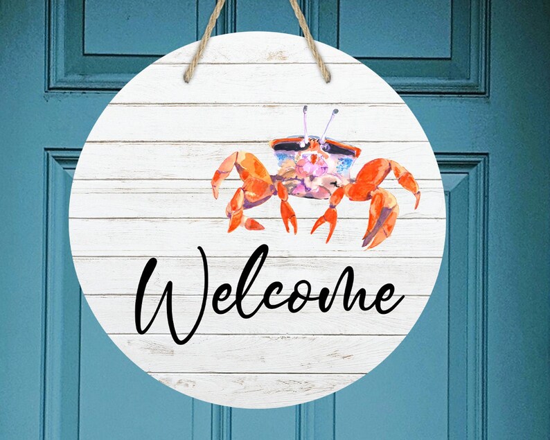 Welcome Crab Faux Wood Door/wreath Sign Wreath Attachment - Etsy