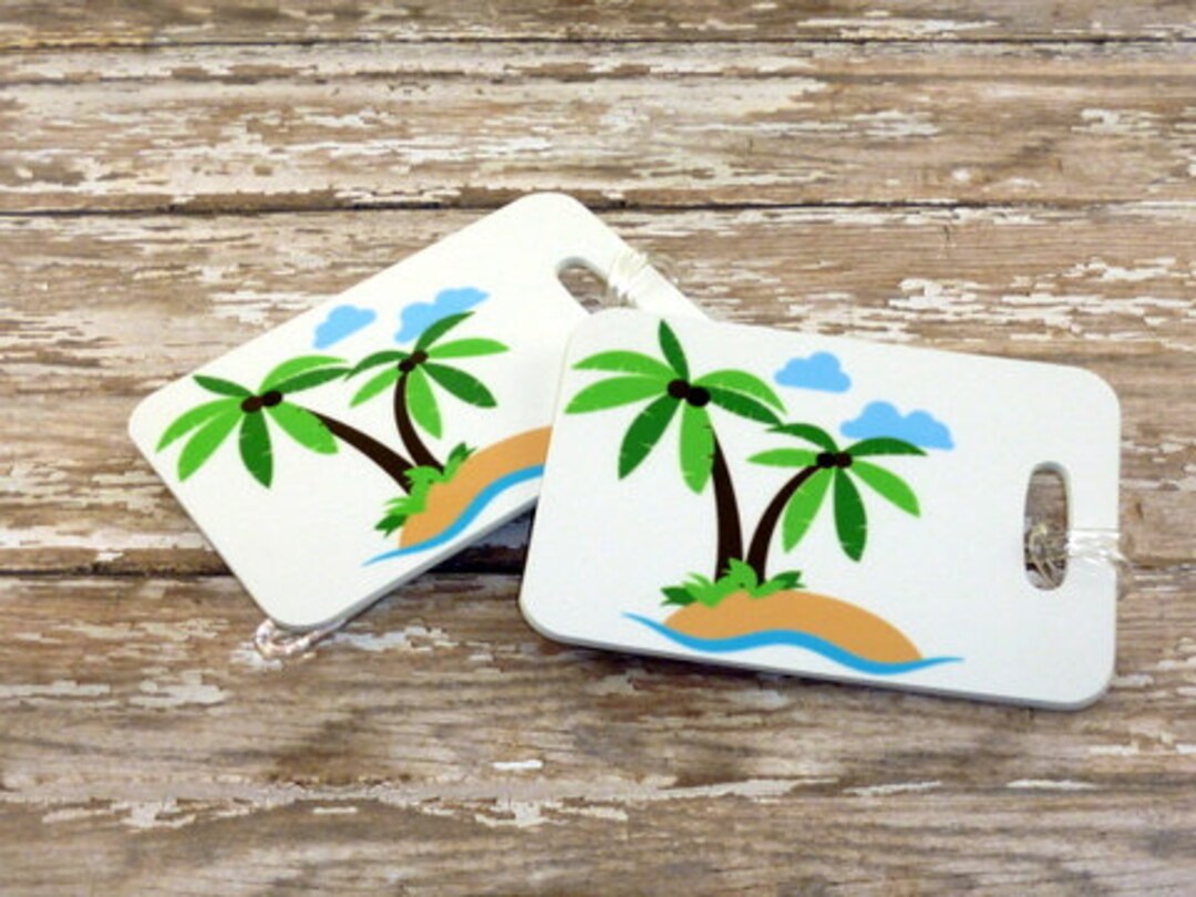 Personalized Palm Tree Luggage Tags Set of 2 Cruise Hawaii Tropical ...