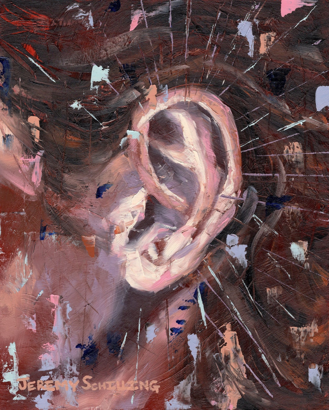 Oil Ear Oil Painting Ear Music Wall Art for Home Studio Ear Painting ...