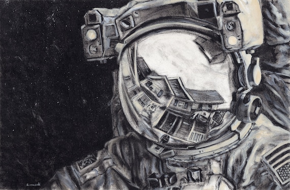 Nasa Astronaut Helmet Pencil Sketches