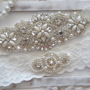 Wedding Garter Set, Bridal Garter Set, Vintage Wedding, Pearl Garter ...