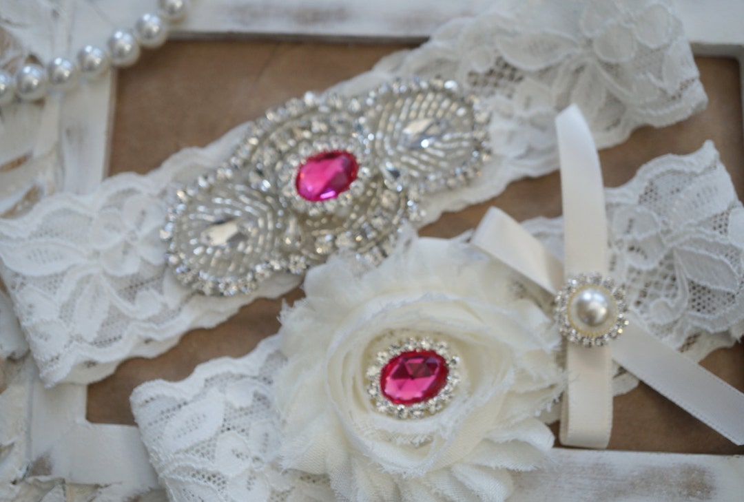 Wedding Garter Set, Bridal Garter Set, Vintage Wedding, Ivory Lace ...