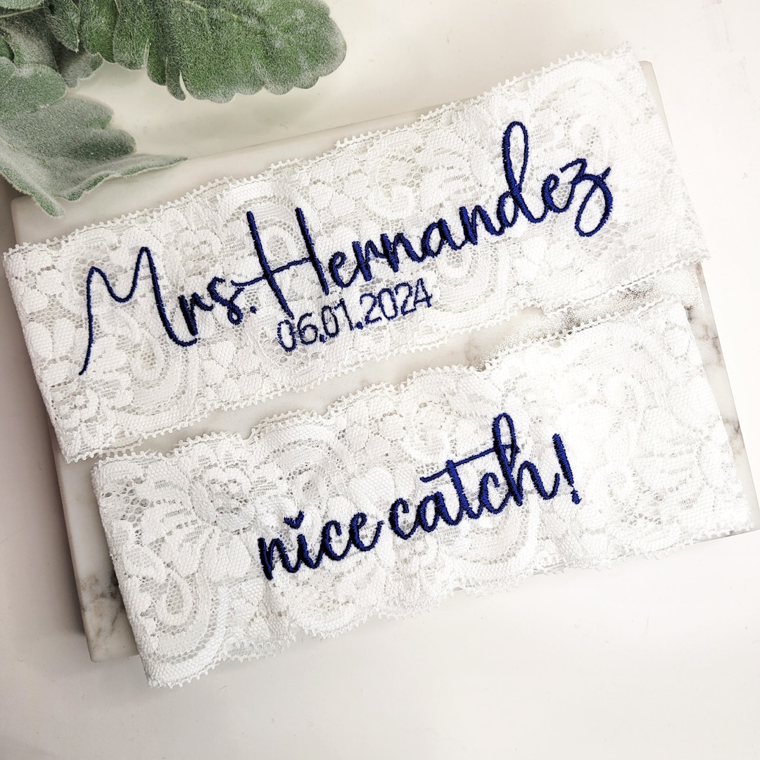 Wedding Garters. Bride Garters. Custom Mrs Monogrammed Garters. Custom ...