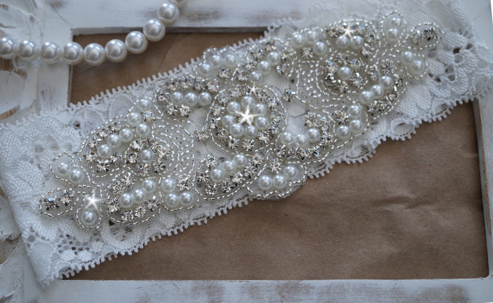 Wedding Garter, Bridal Garter, Vintage Wedding, Lace Garter, Crystal ...