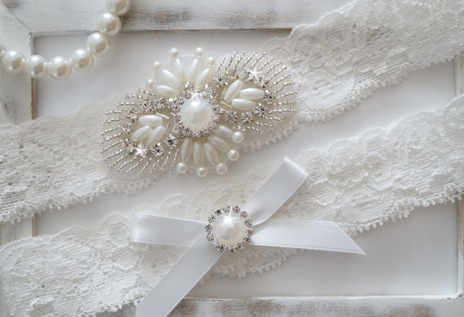 Wedding Garter Set, Bridal Garter Set, Vintage Wedding, Ivory Lace ...