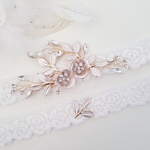 Wedding Garter, Lace Wedding Garter Set, Bridal Garter Set, Rose Gold ...
