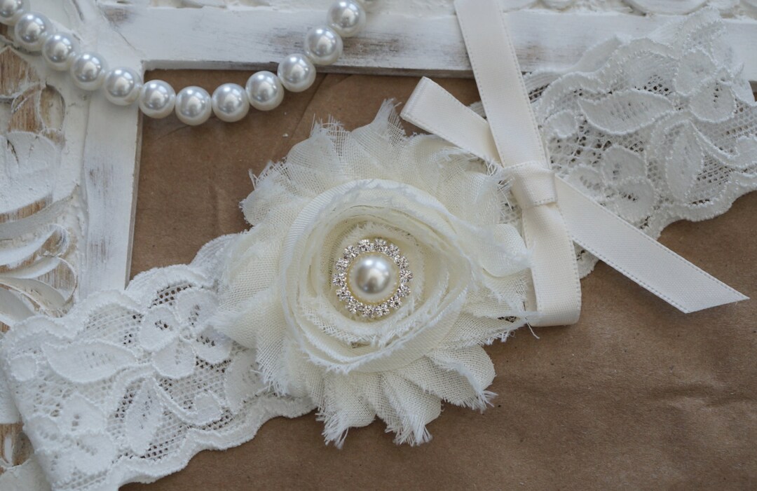 Wedding Garter, Bridal Garter, Vintage Wedding, Ivory Lace Garter ...