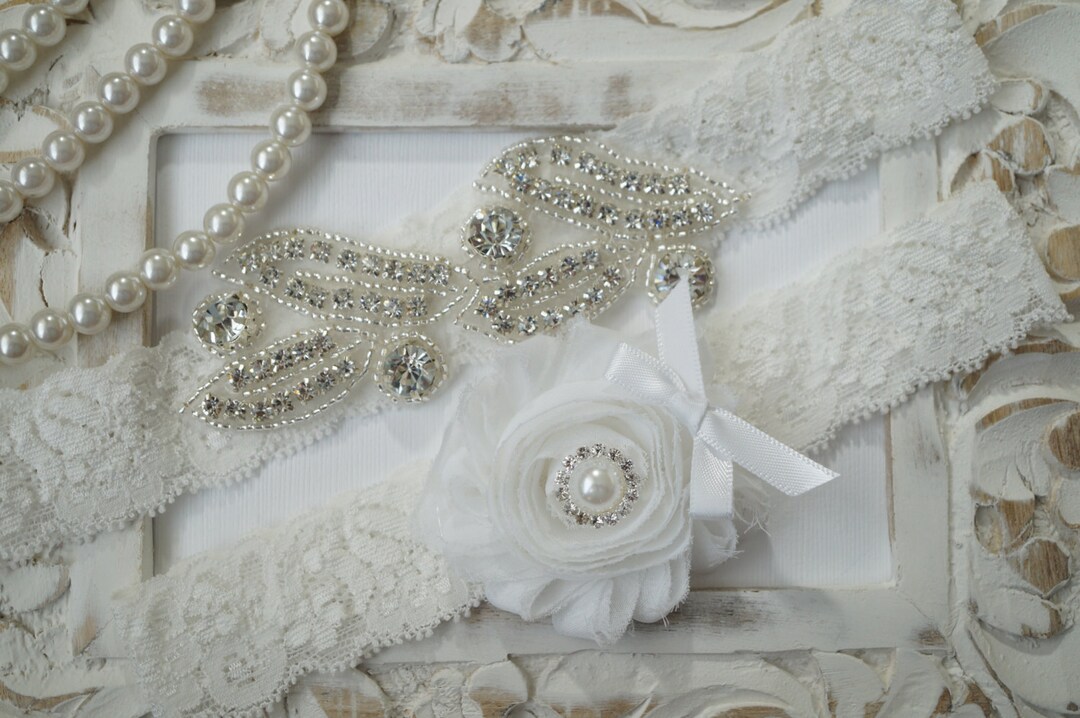 Wedding Garter Set, Bridal Garter Set, Vintage Wedding, Ivory Lace ...
