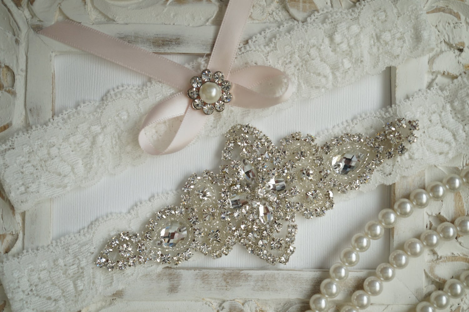 Wedding Garter Set, Bridal Garter Set, Vintage Wedding, Ivory Lace ...