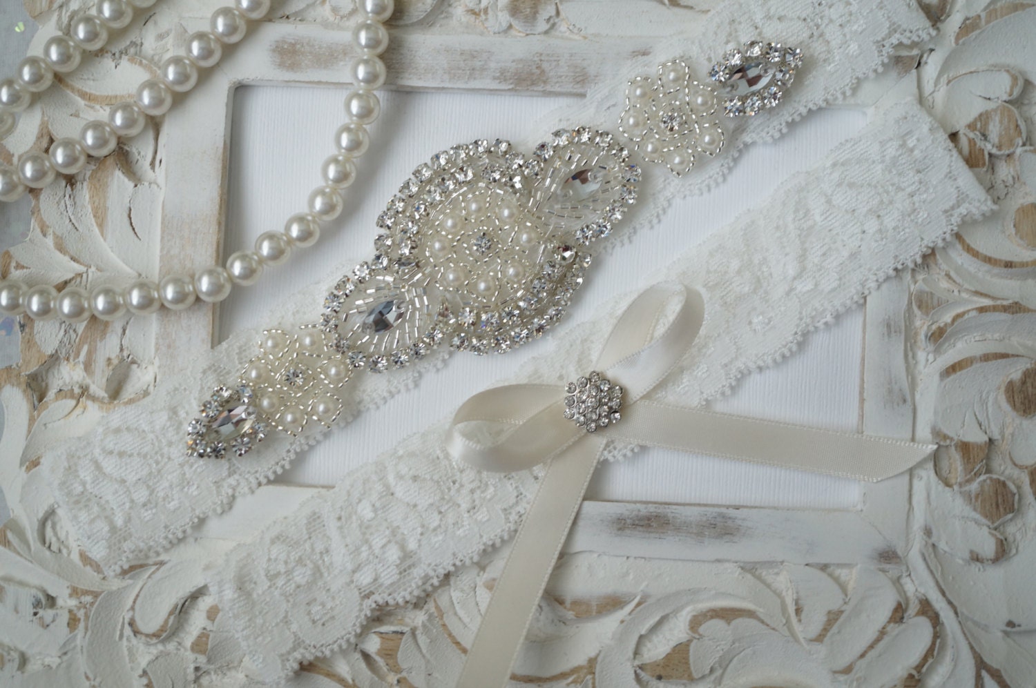 Sale--wedding Garter Set, Bridal Garter Set, Vintage Wedding, Ivory ...