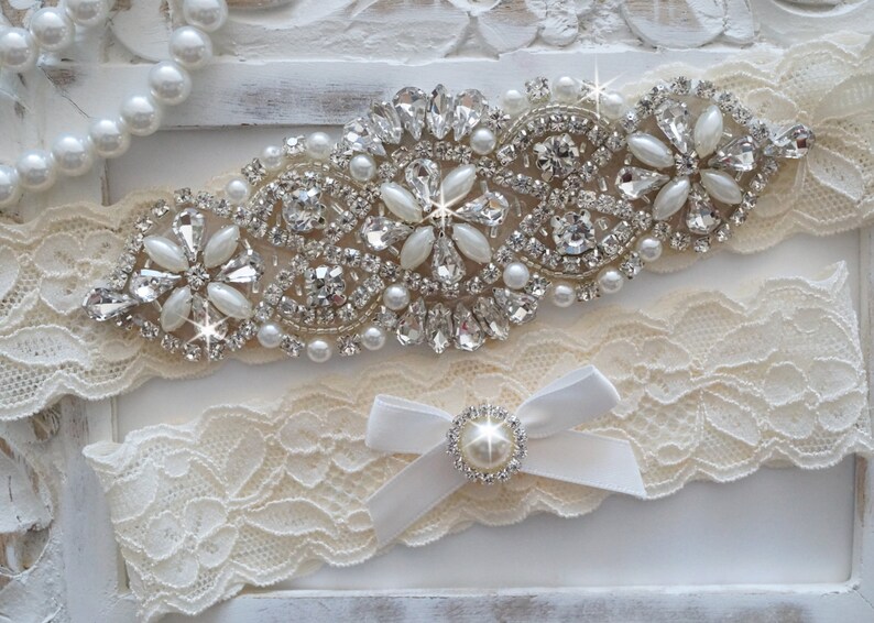 Wedding Garter Set Bridal Garter Set Vintage Wedding Pearl - Etsy