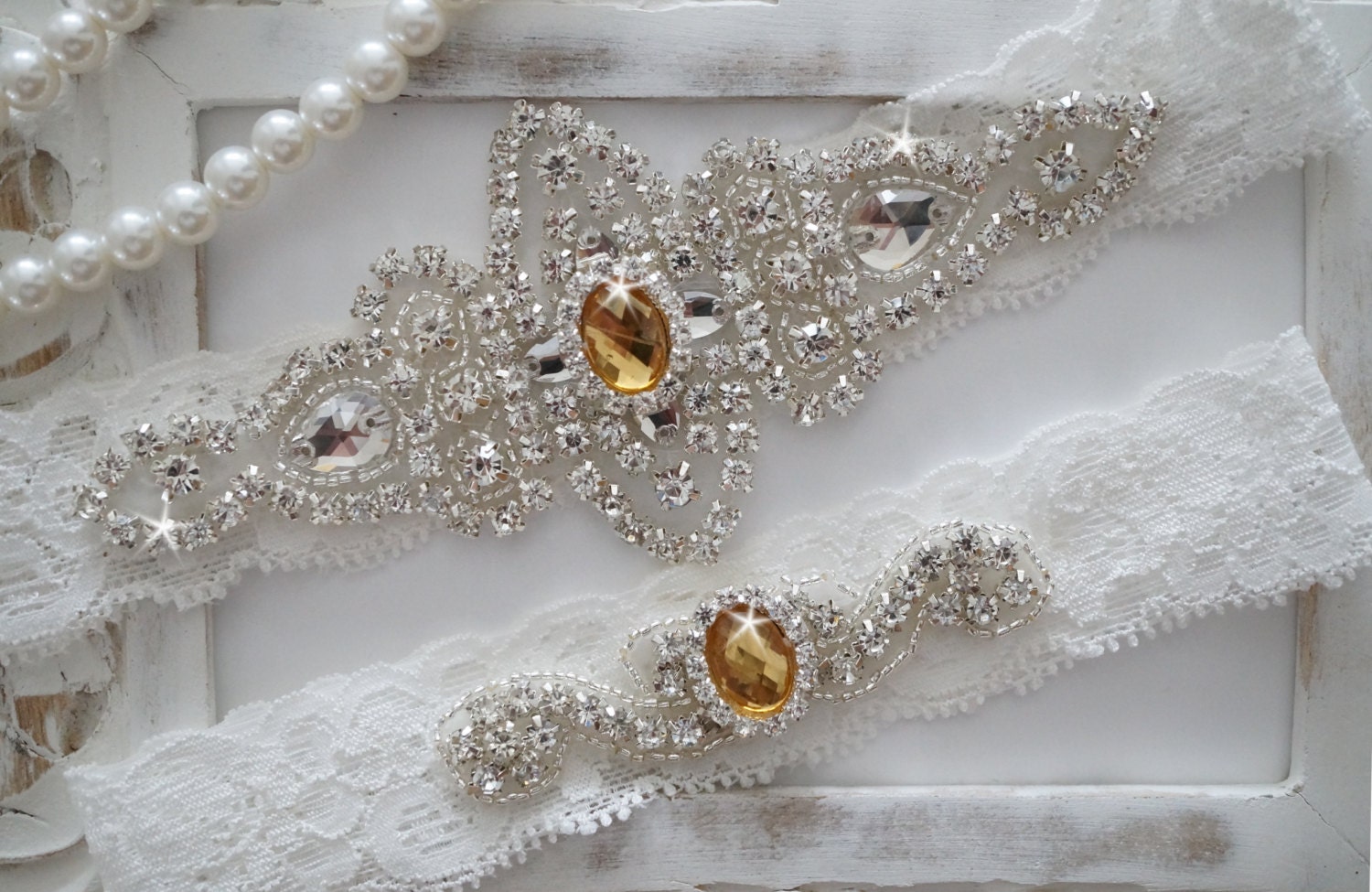 SALE - Wedding Garter Set, Bridal Garter Set, Vintage Wedding, Ivory ...