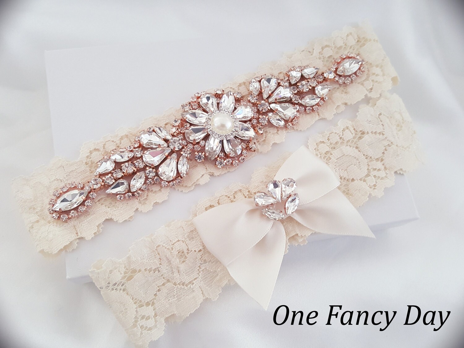 Crystal Pearl Wedding Garter Set, Stretch Lace Garter, Rhinestone ...