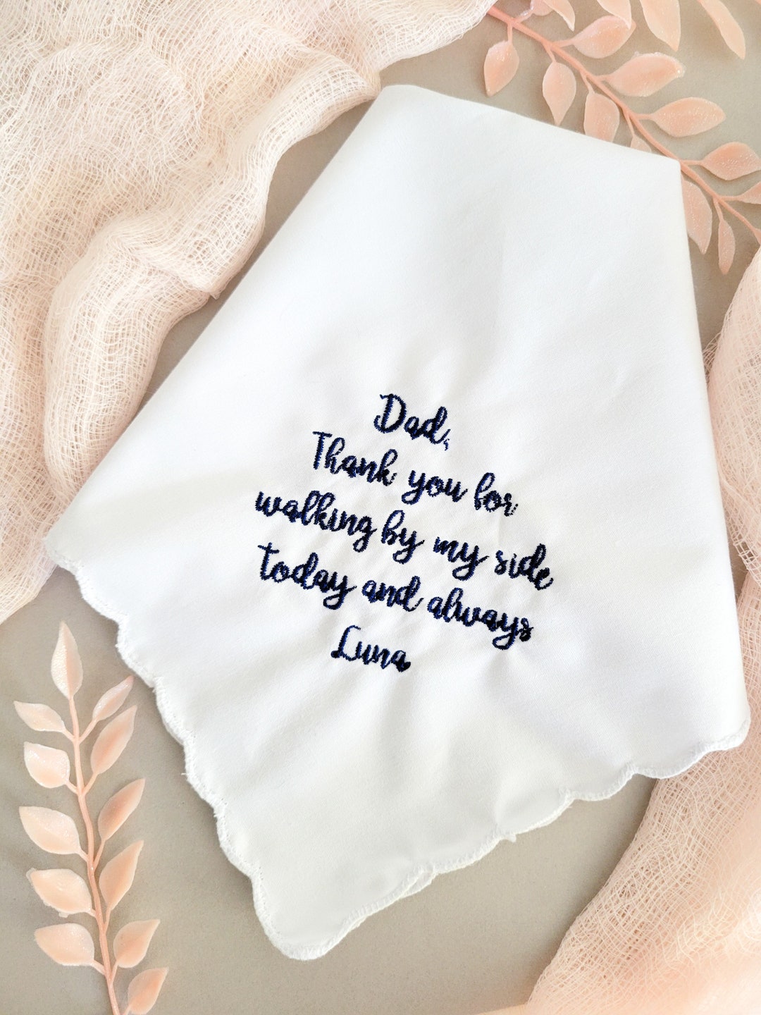 Embroidered Wedding Handkerchief for Father, Custom Handkerchief for ...