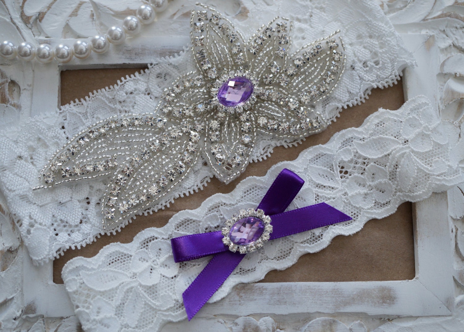Wedding Garter Set, Bridal Garter Set, Vintage Wedding, Ivory Lace ...